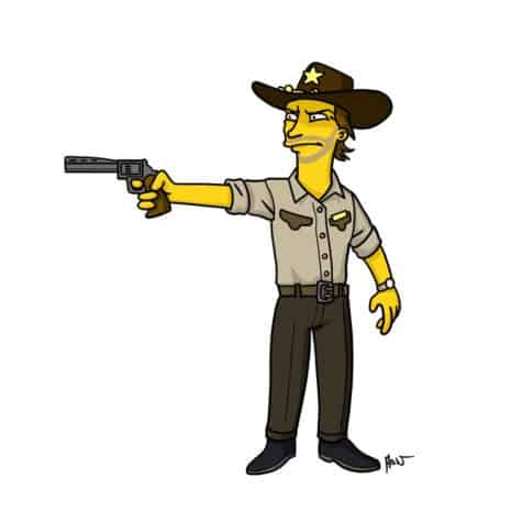 Der Governor, Rick und Carl im Simpsons-Style