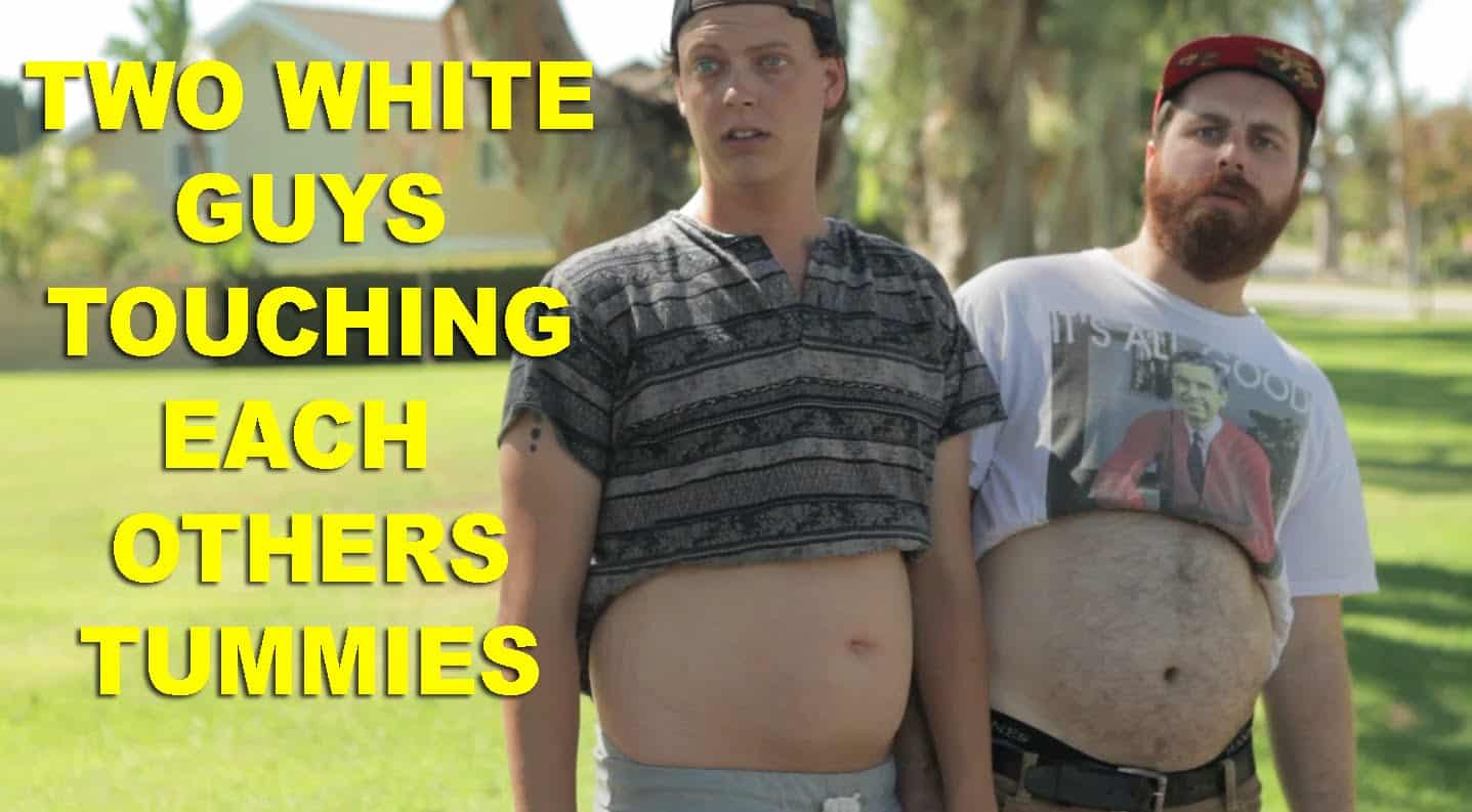 Two White Guys Touching Each Others Tummies